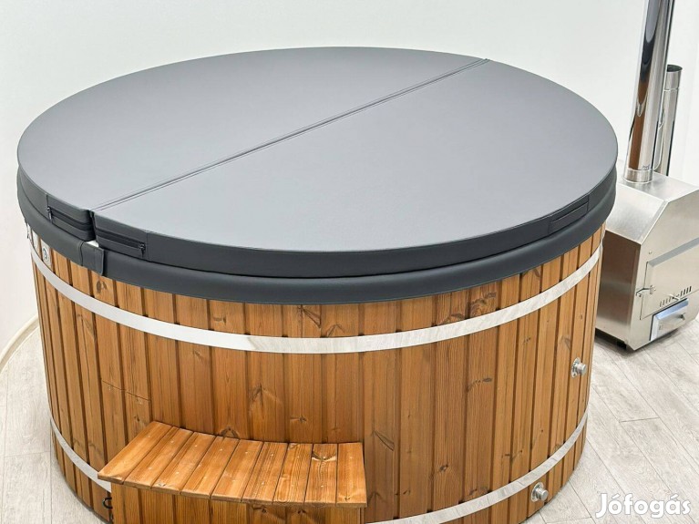 Zeusz akril dézsa 5-6 fős kültéri jakuzzi stílusos fa burkolattal - Balatonfüred, Medencék ...