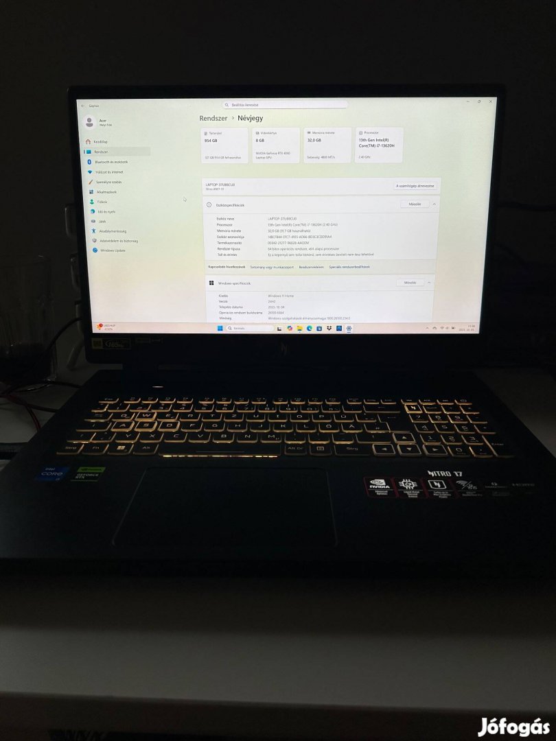 Acer Nitro 17, Qhd, 165hz, Rtx 4060 8GB(140w) 32gb ram, 1TB SSD ...