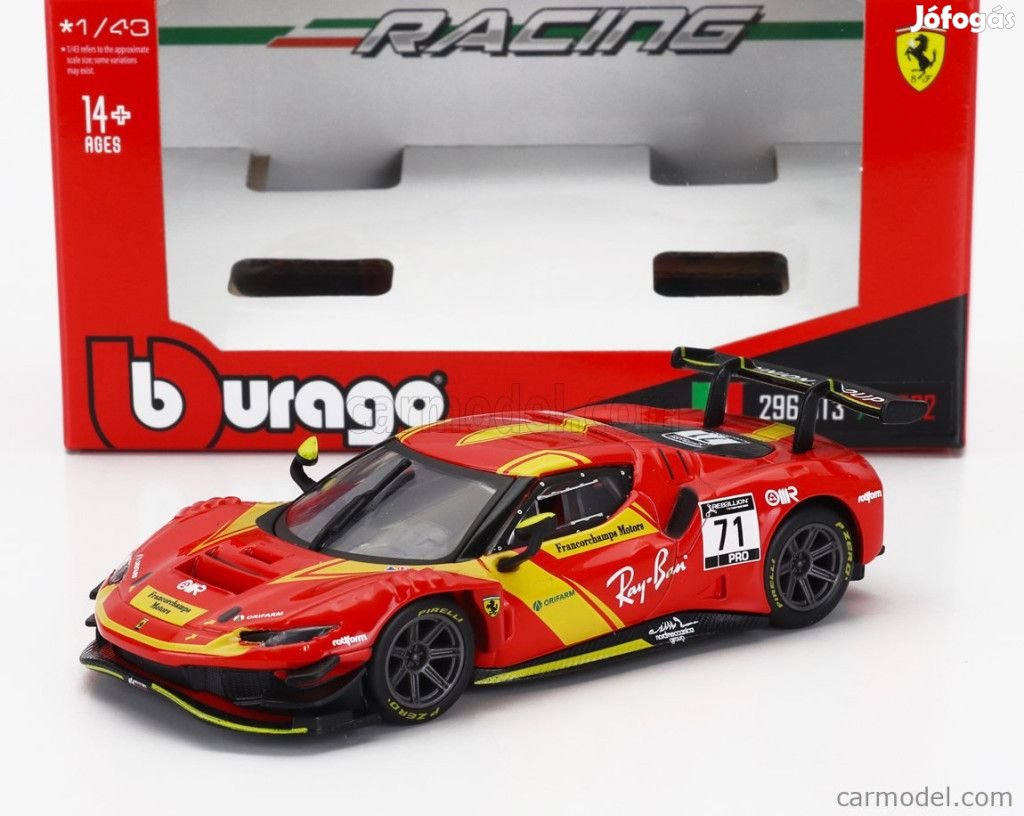 FERRARI 296 GT3 3.0L TWIN TURBO V6 N 71 RACING 2023 RED YELLOW - Érd ...
