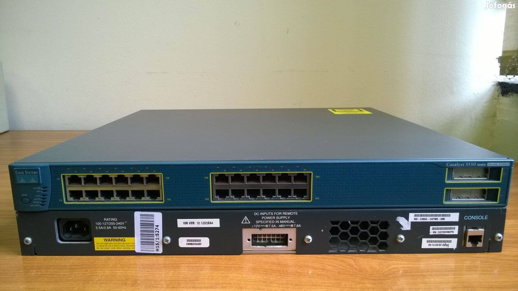 Tuti ajánlat! Cisco WS-C3550-24PWR-SMI 24 portos switch számlával, gar ...