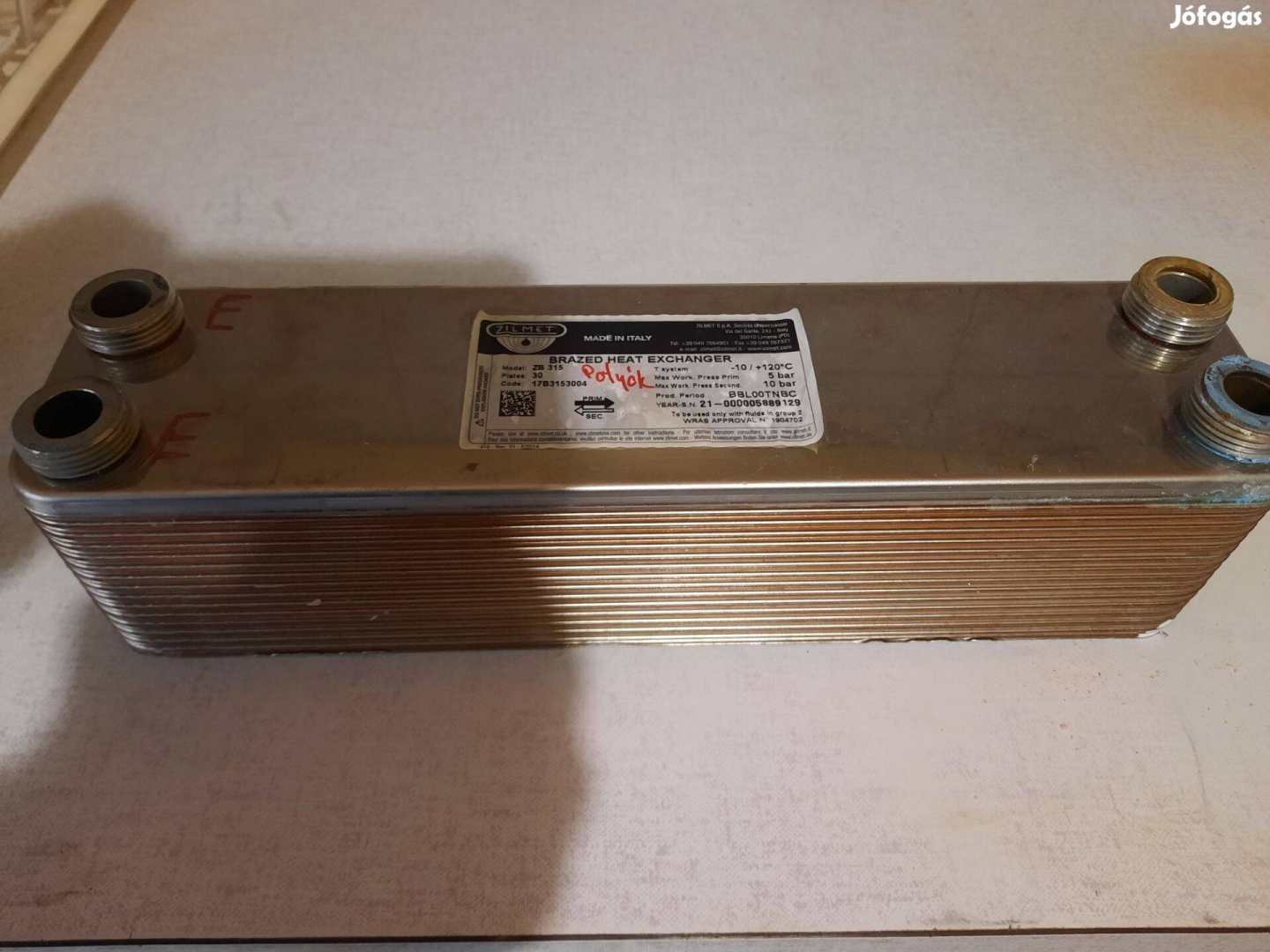 Zilmet ZB 315 hőcserélő - Nagyberki, Egyéb - Jófogás