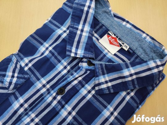 J&P Brothers férfi ing kék-sárga kockás rövid ujjú L button-down ...