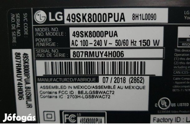 Hisense 55A69K LED LCD tv hibás törött alkatrésznek eladó - Vác, Led ...